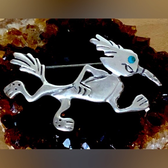 Jewelry | Unmarked Zuni Road Runner Sterling Silver Pin 218 X 114 And ...